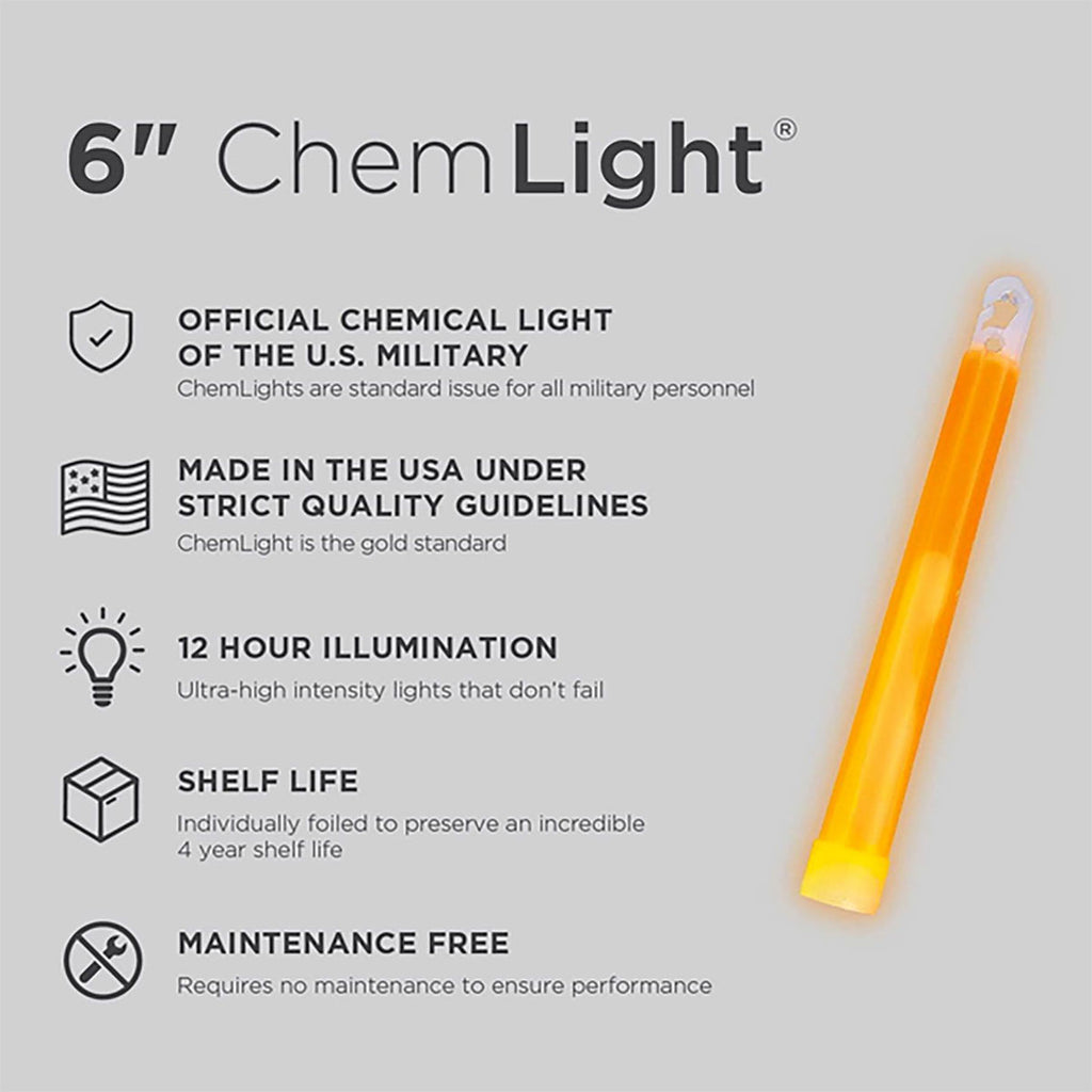 Cyalume Military Chemlight Lightstick 12 Hour 6” Orange | Military Kit