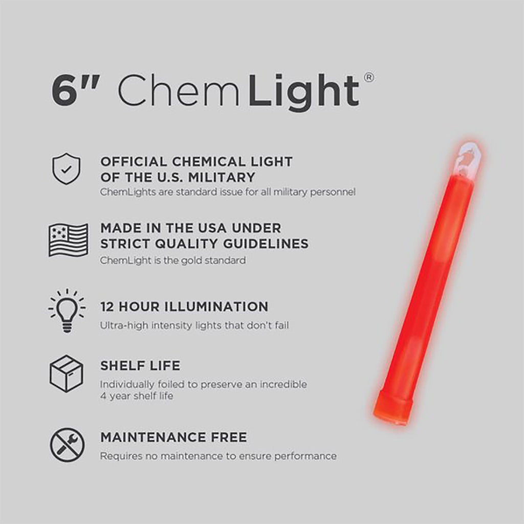 Cyalume Military Chemlight Lightstick 12 Hour 6” Red | Military Kit