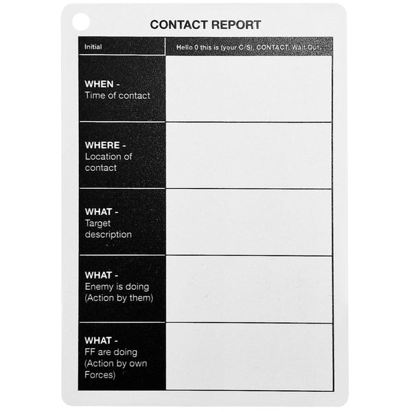 Contact Report Plastic Battle Slate Card A6 | Military Kit