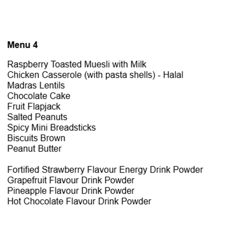 British Army 24 Hour Halal Ration Pack - Menu 4 | Military Kit
