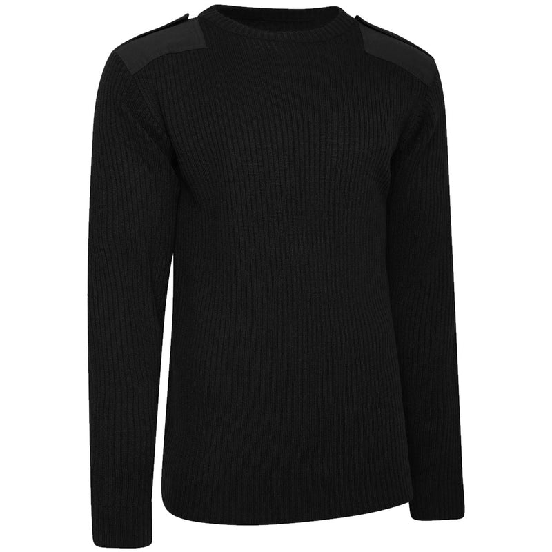 British Army Style Crew Neck Commando Jumper Black | Military Kit