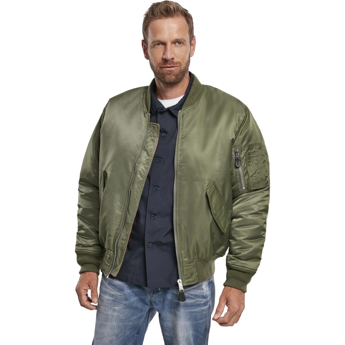 Brandit MA1 Bomber Flight Jacket Olive Green - Free Delivery | Military Kit
