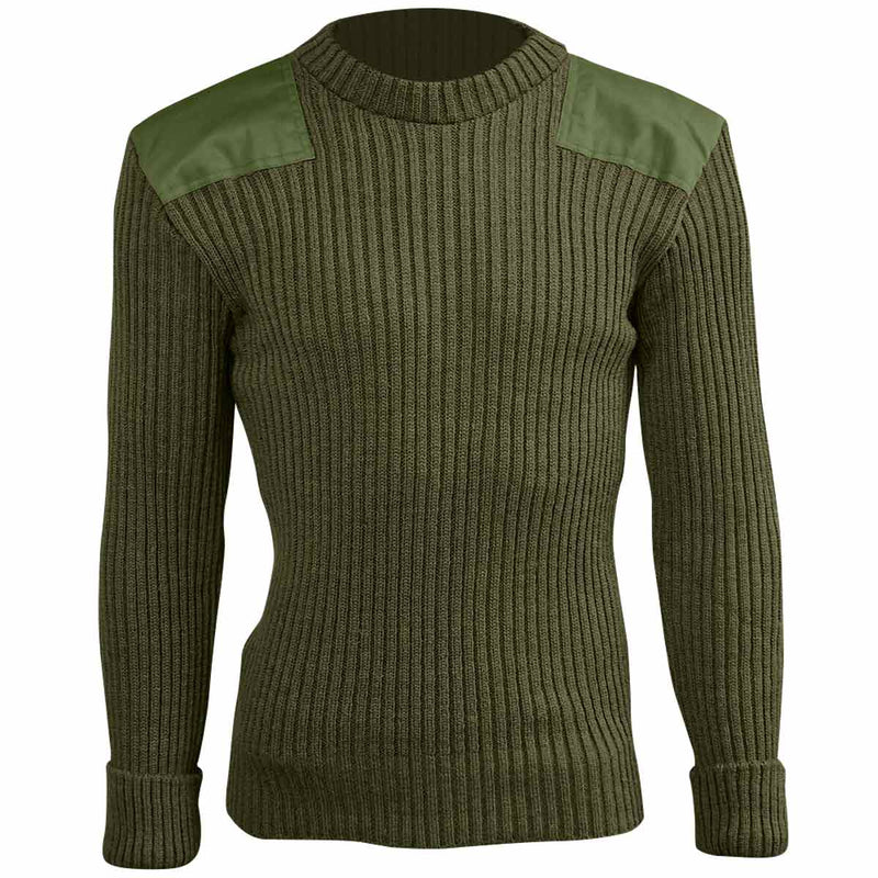 Woolly Pully Army Jumper with Patches Olive | Military Kit