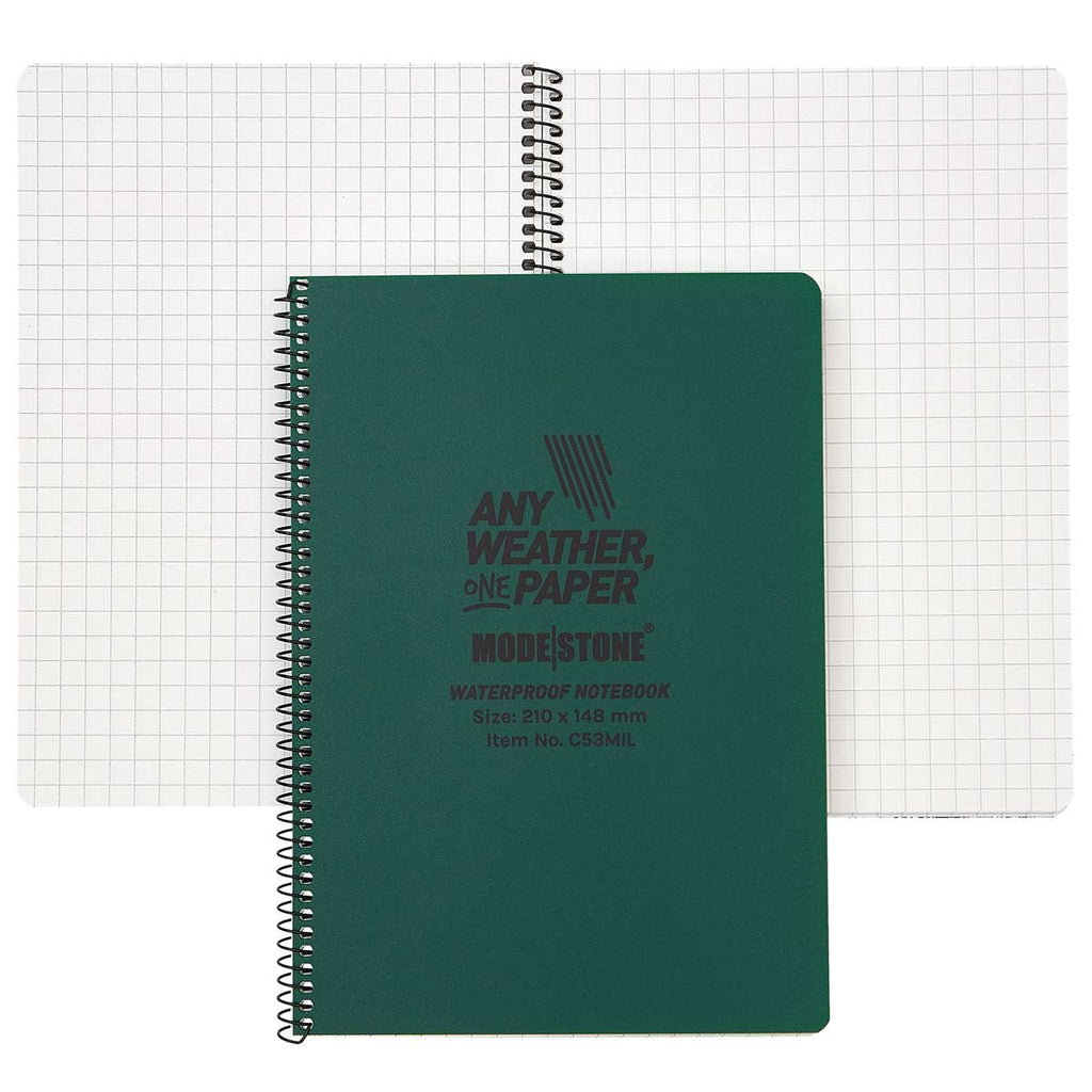 Modestone Side Spiral Waterproof Notebook A5 - Green | Military Kit
