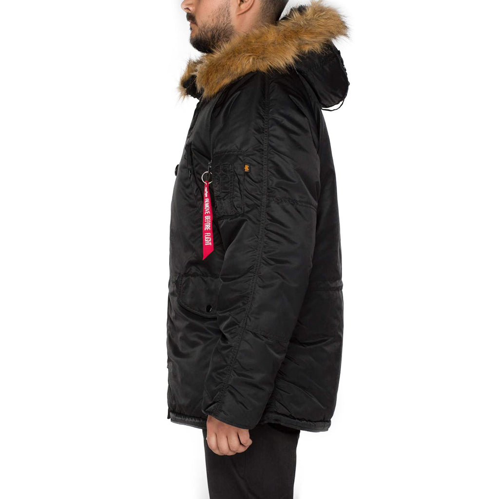 Alpha Industries N3B Faux Fur Hooded Parka Black | Military Kit