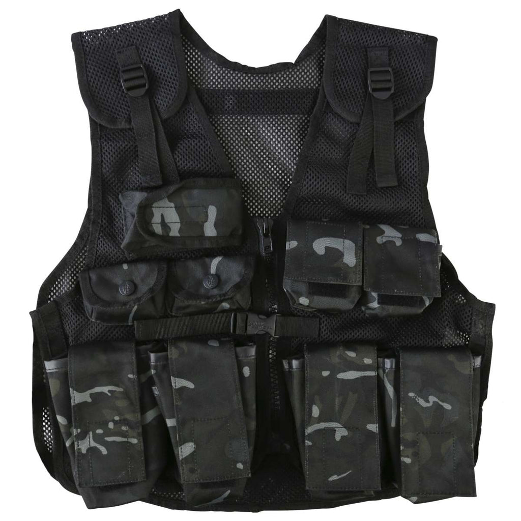 Kids Tactical Assault Vest Black Camo | Military Kit